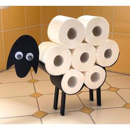 DanDiBo - Toilettenpapierhalter Schwarz Metall Schaf mit Wackelaugen wc Rollenhalter Freistehend wc Papierhalter Toilettenrollenhalter