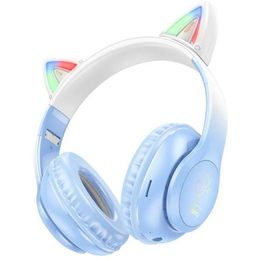 Kabellose Kopfhörer Blau mit Bluetooth W42 Katzenohr kirschblüte aux Anschluss - Hoco