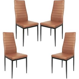WYCTIN - 4x Esszimmerstühle, Kunstleder - Küchenstuhl, Freischwinger, Armlehnstuhl -braun