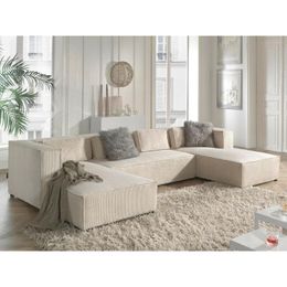 Stella – wohnlandschaft – aus cord – 7-sitzer – moderner stil - beige