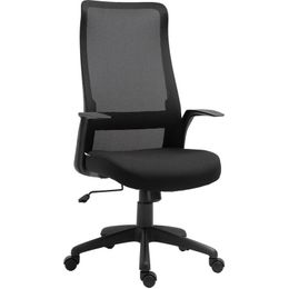 Vinsetto - Bürostuhl Kopflehne Home-Office-Stuhl höhenverstellbarer Schreibtischstuhl ergonomisch 360°-Drehräder Büro Schaumstoff Nylon Schwarz 62 x