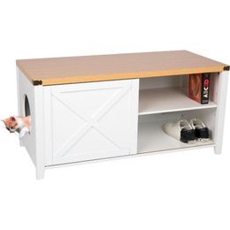 Katzenschrank groß für Katzentoilette xxl aus Holz mit Schuhschrank Sitzkommode, Katzenklo-Schrank Kommode, Design Katzenhaus Toilette Klo, 110 x 50