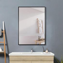 Acezanble - Badspiegel Wandspiegel Quadrat Spiegel Schwarzer Rand Badezimmerspiegel 65 x 45 cm