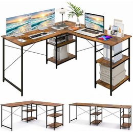 L-förmiger Schreibtisch, 151 x 151cm Eckschreibtisch mit Ablagen, Gaming Tisch, Bürotisch für 2 Personen, Eckschreibtisch, für Arbeitszimmer & Büro