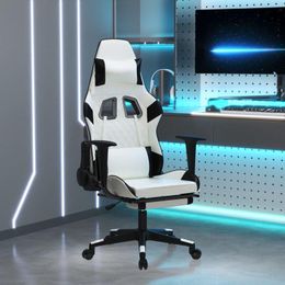 Bonnevie - Gaming-Stuhl Bürodrehstuhl mit Massage & Fußstütze - Schreibtischstuhl ergonomischer Weiß & Schwarz Kunstleder BV889174