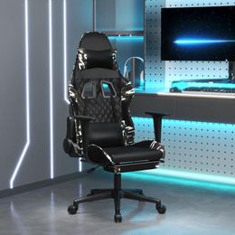 MAISONCHIC Gaming-Stuhl mit Massage Schreibtischstuhl Chefsessel Fußstütze Schwarz Tarnfarben Kunstleder DE54828