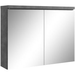 Badplaats - Spiegelschrank Paso 80cm Dunkle Grau - Schrank Spiegelschrank Spiegel Badezimmer Badmöbel Set Hängeschrank Badschrank - Dunkel grau