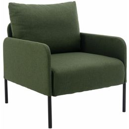 Sessel Relaxsessel aus Leinen Ohrensessel mit Kissen Fernsehsessel mit Metallbeinen für Wohnzimmer, Grün