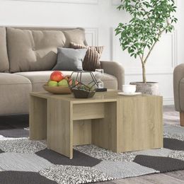 Bonnevie - 4er Couchtisch-Set, Sofatisch/Kaffeetisch für das Wohnzimmer, Wohnzimmertisch im Industrie-Design Sonoma-Eiche 33x33x33 cm Holzwerkstoff