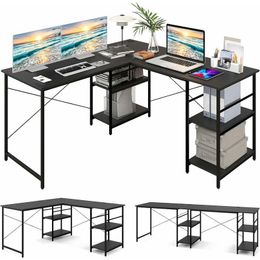 GOPLUS L-förmiger Schreibtisch, 151 x 151cm Eckschreibtisch mit Ablagen, Gaming Tisch, Bürotisch für 2 Personen, Eckschreibtisch, für Arbeitszimmer &