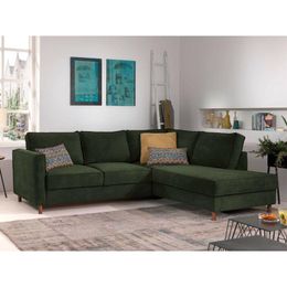 Jake - ecksofa mit schlaffunktion - 5-sitzer - aus samt - rechts - grün - Grün