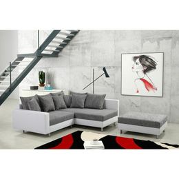 Modernes Sofa Couch Ecksofa Eckcouch in weiss Eckcouch mit Hocker - Minsk r