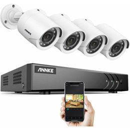 ANNKE Kabelgebundenes Überwachungskamera-Set, 4 Kameras 1080p und 5 mp Lite 8CH dvr, 2 mp CCTV-Set, 30 m Nachtsicht, Bewegungserkennung, Fernzugriff und