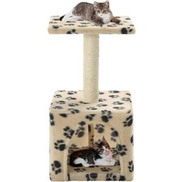 Katzen-Kratzbaum,Katzenbaum,Kratzbrett Stabil,Katzenhaus Sisal 55 cm Beige Pfoten-Aufdruck VMEC348465 MAISONCHIC