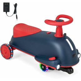 Goplus - 2 in 1 Kinder Elektroauto & Rutschauto im Delphinform, Kinderauto mit leuchtenden Rädern & Vorderlicht, Kinderfahrzeug mit Musik,