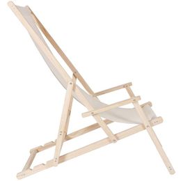 Campingliege mit Armlehne Holz Freizeitliege Beige Terassenliege Strandliege - Melko