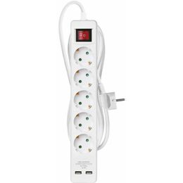 Steckdosenleiste 5-fach mit 2x usb Anschluss 2,1 a, 3 Meter Verlängerungskabel, Schalter, für Innen, P1523RU - EMOS