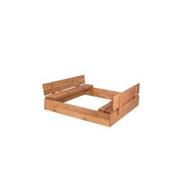 Sandkasten mit Sitzbank 140 cm x 140 cm Abdeckung Holz Imprägniert Kindersandkasten