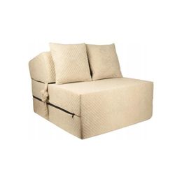 Luxus Gästematratze - beige - Campingmatratze - Reisematratze - Faltmatratze - 200 x 70 x 15 - mit Kissen