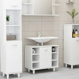 MAISONCHIC - Badezimmerschrank,Badschrank,Aufbewahrungsschrank Hochglanz-Weiß 60x32x53,5 cm Holzwerkstoff VCWS751766