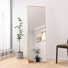 Elbs - Ganzkörperspiegel 165x60cm hd Groß Wandspiegel mit Metallrahmen Standspiegel Für Wohnzimmer oder Ankleidezimmer, Gold - Gold