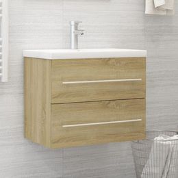 Bonnevie - Waschtischunterschrank Waschbeckenunterschrank - Badschrank Badmöbel Sonoma-Eiche 60x38,5x48cm Holzwerkstoff -BNC25877