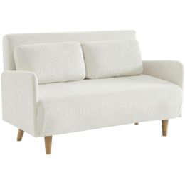sweeek - 2-Sitzer-Sofa mit Cordbezug und Holzfüßen, Cord, Weiß - Weiß
