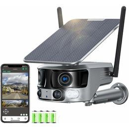 4K 8MP Doppelobjektiv 180° Ultraweitwinkel 4g Solarkamera Outdoor wifi 4X Zoom Menschenerkennung CCTV-Überwachungskamera Wasserdicht (Farbe: 4K wifi)