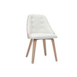 Miliboo Designer-Stuhl aus zwei Materialien weiß und helles Holz fluffy - Holz hell / Weiß