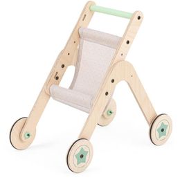 Holz Puppenwagen & Lauflernwagen Trio Stroller Natur 53x32x55 cm - Mamatoyz