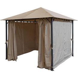 Metall Garten Pavillon Nizza 3x3m Antik Partyzelt Sand mit 4 Seitenteilen