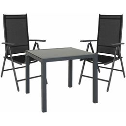 Set Gartentisch mit Stühlen Aluminium Glas Gartenmöbel-Set Sitzgruppe Grau - SVITA
