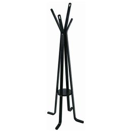 Schwarze Holzständer-Garderobe mit 4 Armen, 50 cm breit und 180 cm hoch