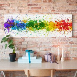 MICASIA Leinwandbild - Rainbow Splatter - Panorama Quer Größe HxB: 50cm x 150cm
