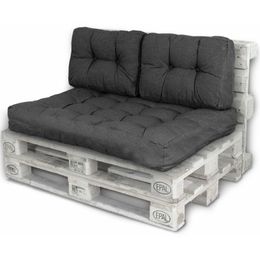 Palettenkissen Palettenauflagen Sitzkissen Rückenlehne Kissen Palette Polster Sofa Couch Set Schwarz - Sitzfläche + 2x Seitenkissen