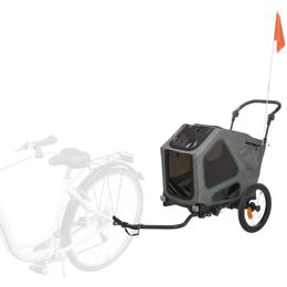 Trixie Fahrradanhänger für Hunde gefedert, L: 80 × 103 × 98/147 cm, grau/salbei