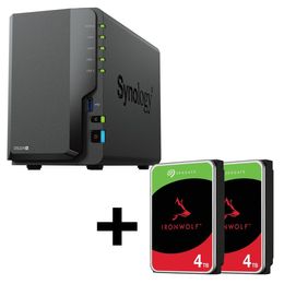 Synology DiskStation DS224+ 2 Einschübe NAS-Server Leergehäuse + 8 TB Seagate Ironwolf SATA 3.5" HDD (2x 4TB)