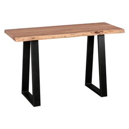 FineBuy Massiver Konsolentisch GAYA 120 x 45cm Schreibtisch Baumkante Tisch Massiv Holz