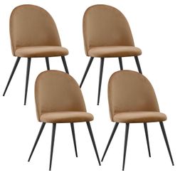 ALBATROS Esszimmerstühle mit Samt-Bezug 4er Set CAPO, Braun - Stilvolles Vintage Design, Modern Eleganter Polsterstuhl am Esstisch - Küchenstuhl oder Stuhl Esszimmer mit hoher Belastbarkeit