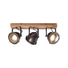 Brilliant Lampe Carmen Wood Spotbalken 3flg burned steel/holz 3x PAR51, GU10, 5W, geeignet für Reflektorlampen (nicht enthalten) Köpfe schwenkbar