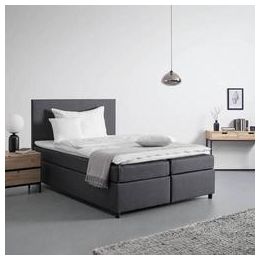 Boxspringbett Florin ca. 140x200 cm Grau Topper