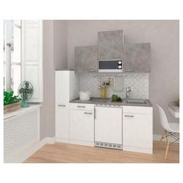 respekta Küchenblock Economy Grau/Weiß mit Geräten B: ca. 180 cm