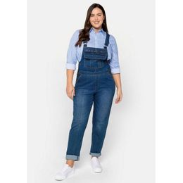 sheego Stretch-Jeans Große Größen in Latzform aus elastischem Baumwollmix, blau