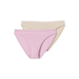 Schiesser Rioslip "Cotton Lace" (2er-Pack) mit femininem Spitzenband am Bund, bunt|rosa