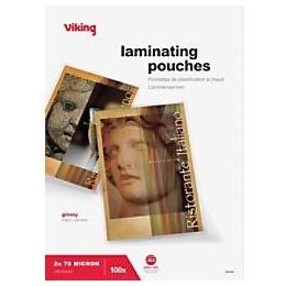 Viking Laminierfolien DIN A3 Glänzend 75 Mikron (2 x 75) Transparent 100 Stück