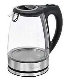 Bomann Wasserkocher WKS 6032 G CB 1.7 L Glas, Edelstahl 2200 W Schwarz, Transparent