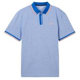 Tom Tailor Herren Basic Poloshirt, blau, Uni, Gr. M