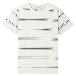 Tom Tailor Jungen Gestreiftes T-Shirt mit Bio-Baumwolle, weiß, Streifenmuster, Gr. 92/98