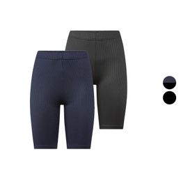 Esmara® Damen Radlerhosen, 2 Stück, gerippt