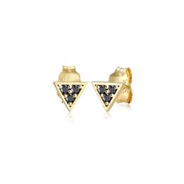 Paar Ohrstecker Elli DIAMONDS "Dreieck Geo Black Diamant (0.09 ct) 375er Gelbgold" Ohrringe Gr. OneSize, 0.018 carat ct P1 = bei 10-facher Vergrößerung erkennbare Einschlüsse mit Diamanten, Gelbgold 375, goldfarben (gold, schwarz) Damen Ohrstecker